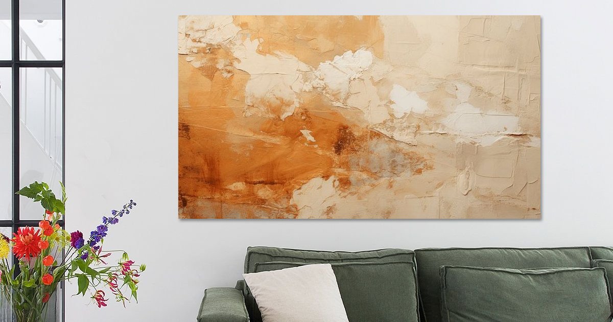 Abstract schilderij in aardetinten van Studio Allee op canvas, behang en meer